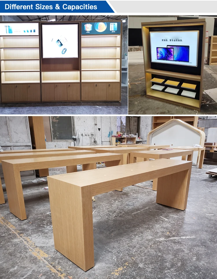 Customizable Modern Wooden Display Counter Tables for Mobile Phone Stores
