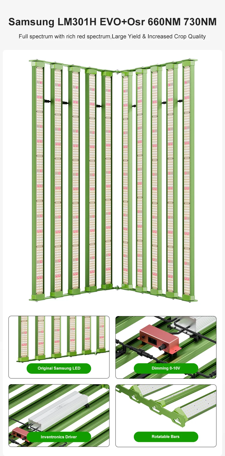 Kingbrite LM301H EVO 1000W LED Grow Light - 50000 Hours Lifespan