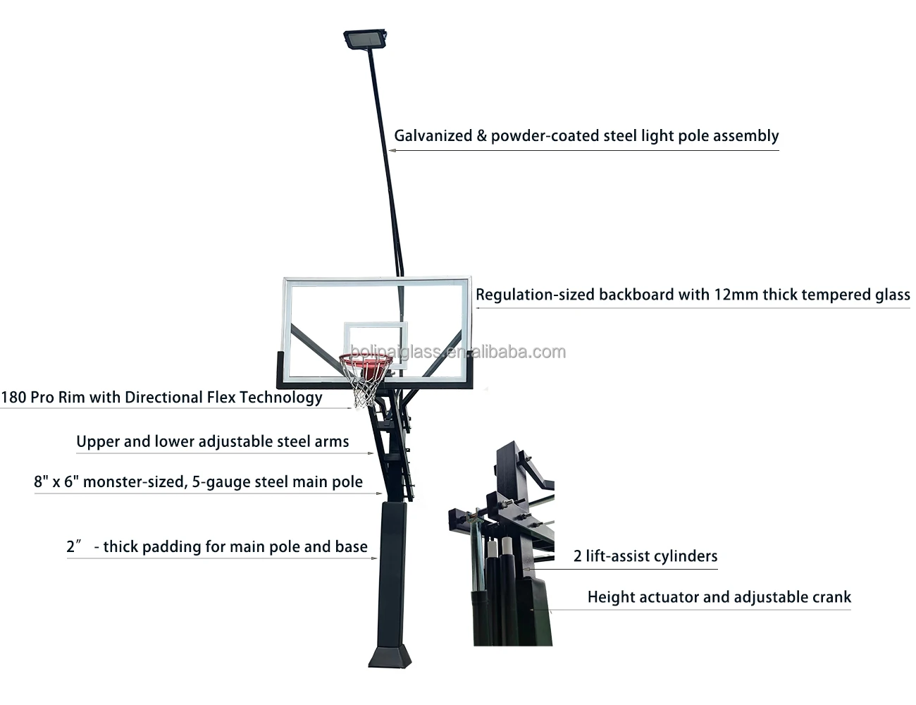 In Ground Used Professional Adjustable Basketball Hoops
