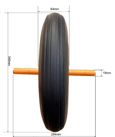 14 Inch 14x4 Solid Rubber Wheels Long Axle Flat-Free Plastic Metal ...