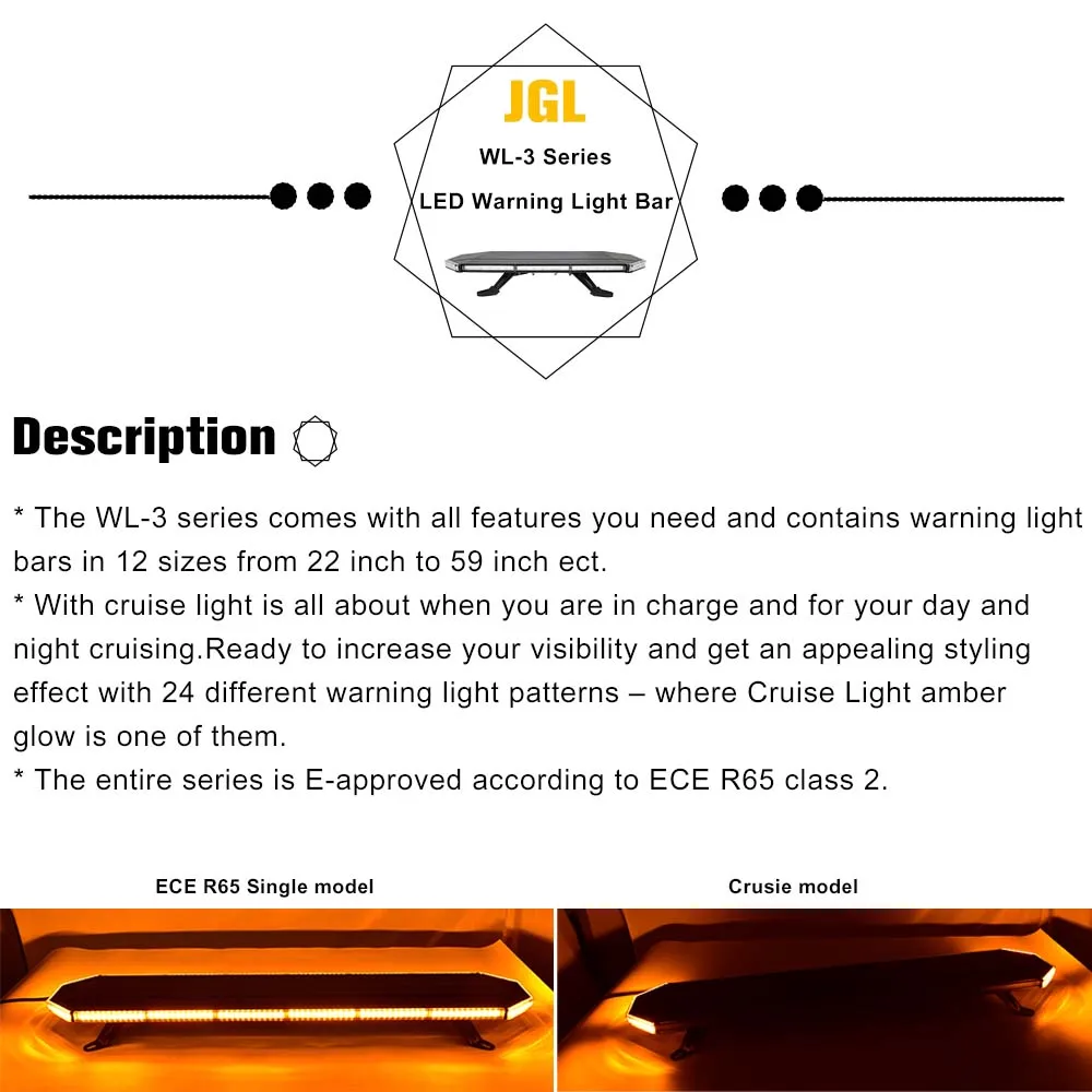 47 Inch Emergency Warning Security Roof Top Flash Strobe Light Bar