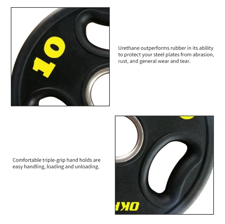 OKPRO Gym Black PU Weight Plates - Durable & Customizable