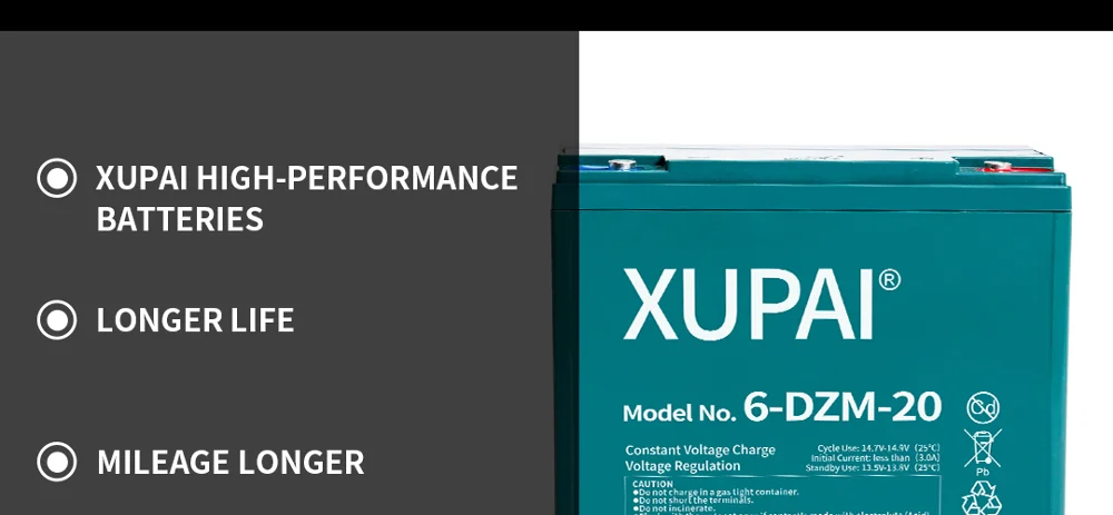 XUPAI 6-DZF-20 12V 20AH VRLA Battery for E-Bikes & More