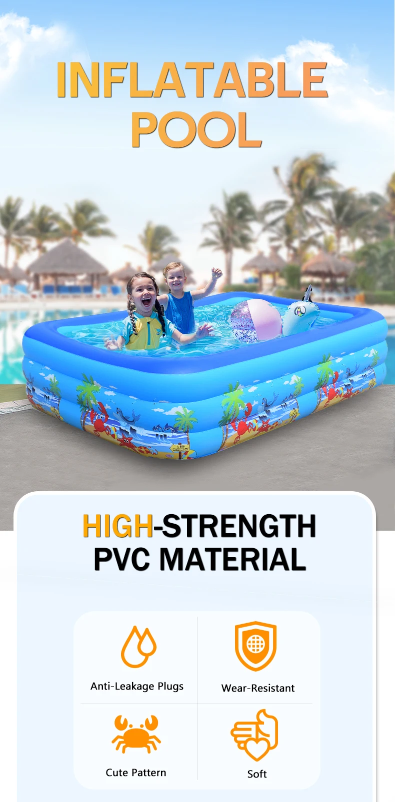 Large Kids Swimming Pool - Outdoor Inflatable Lounge Pool