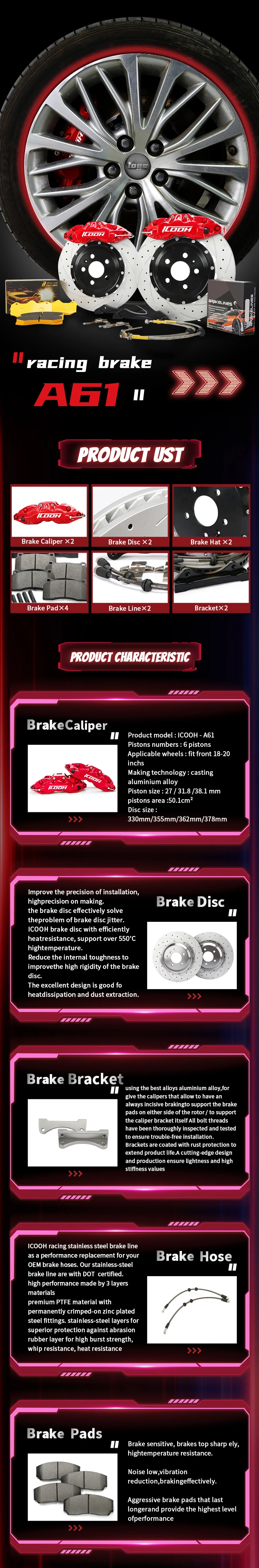 Automotive Brake Systems Brake Caliper Pads Disc Rotors Set For Nissan ...