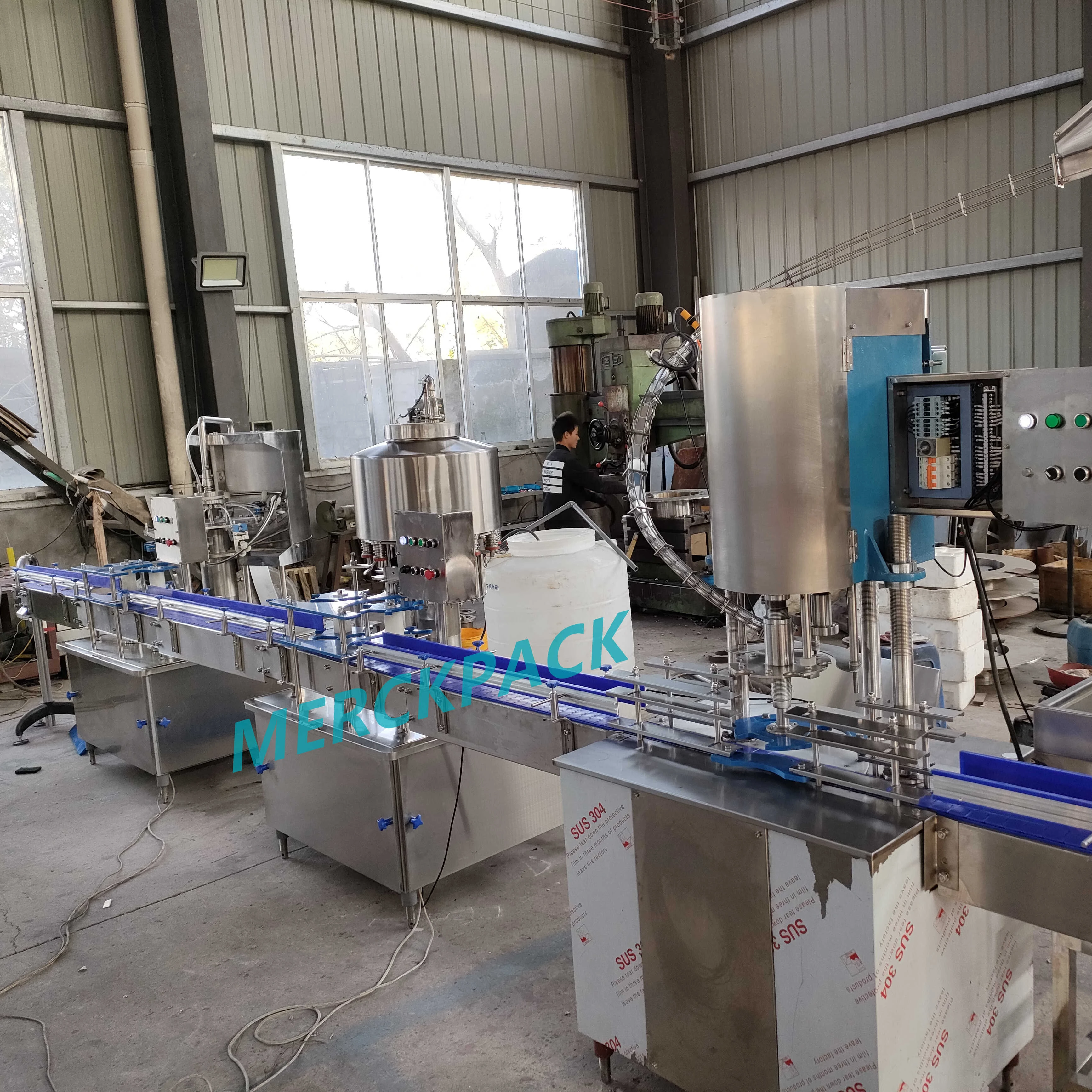 Small Factory Linear Type Washing Rinsing Filling Capping Machine Bottled Water Packing Machine ...