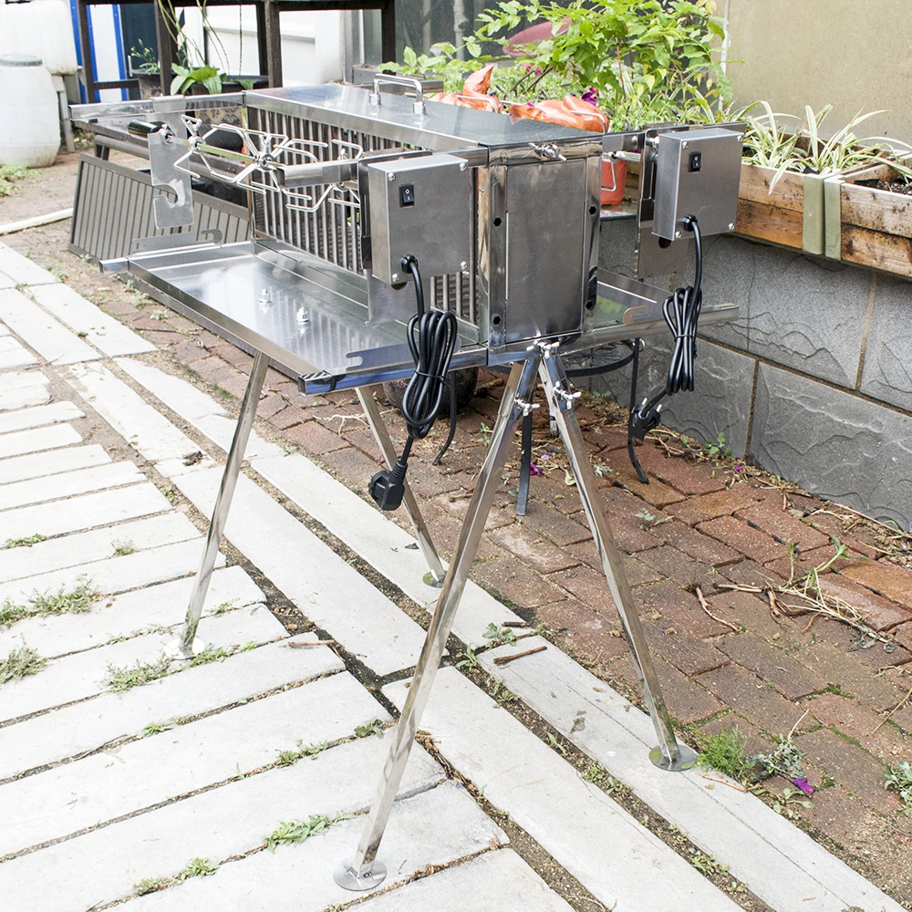 Stainless Steel Spit Rotisserie Twin Vertical Double Spit BBQ Grill ...