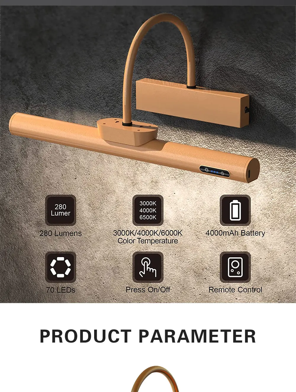 Jq82 Usb Rechargeable 360 Degree Rotate Magnetic Ball Dim Touch Control Led Wall Lamp Mounted ...