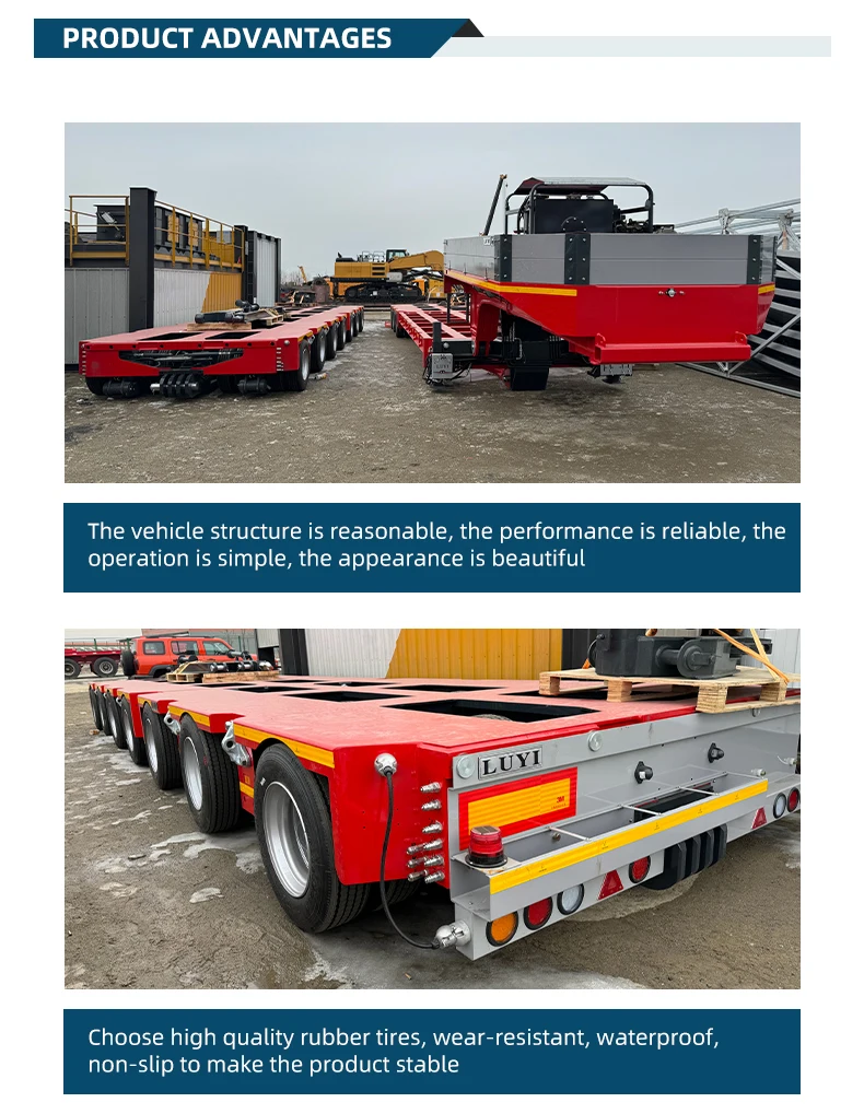 SPMT 80 100 Tons Low Flatbed Trailers 4 Axles Modular Lowbed Trailer ...