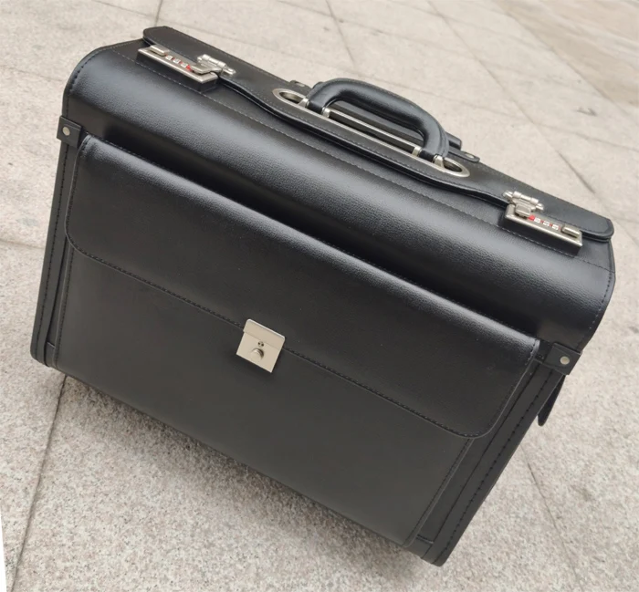 New Design PU Portable Pilot Trolley Bag Carry on Boarding Pilot ...