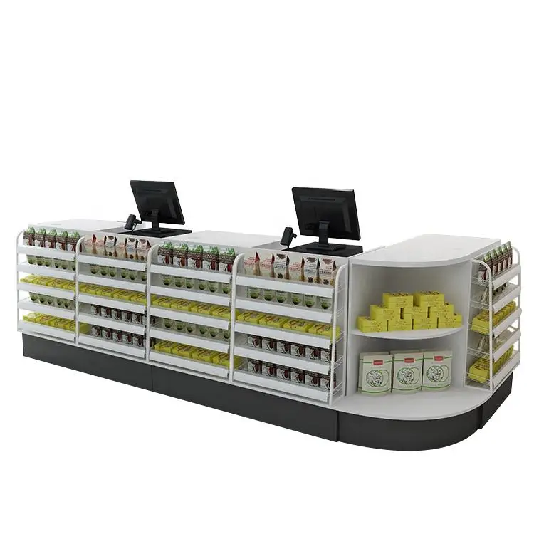 New Design Wooden Supermarket Checkout Counter Cashier Desk Retail ...