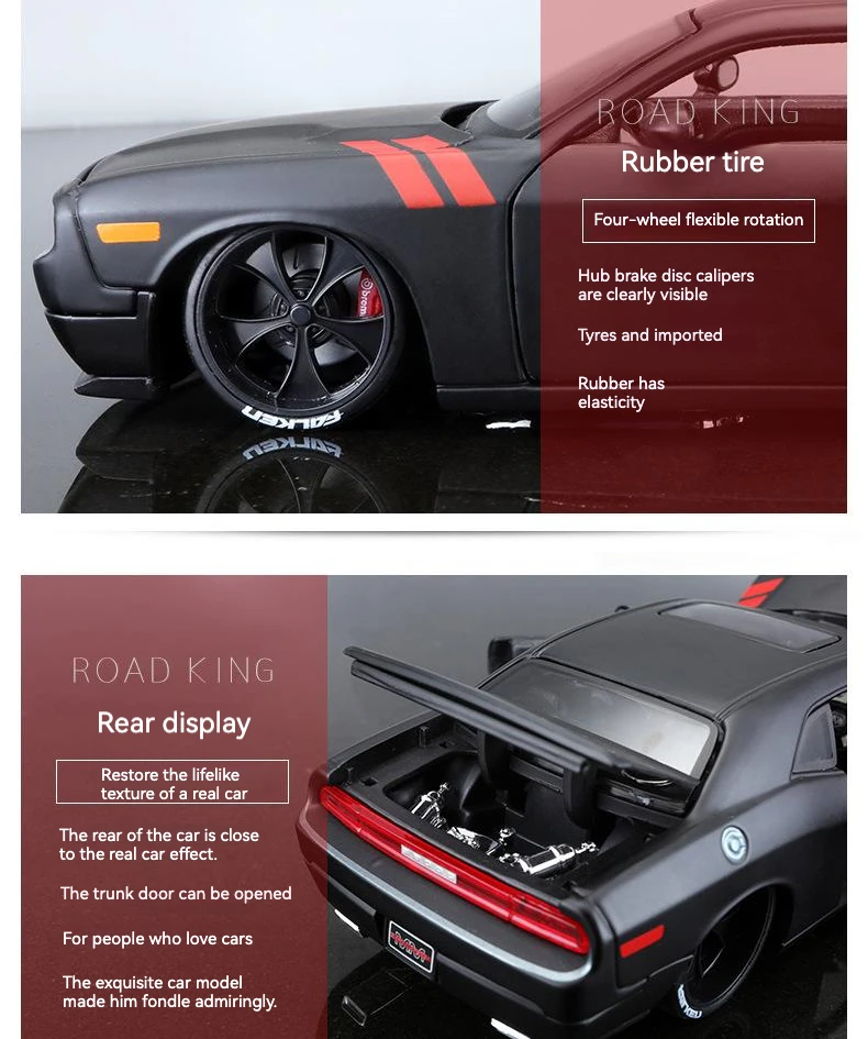 Maisto Dodge Challenger 4 Open Door 1:24 Diecast Model Car Racing Alloy ...