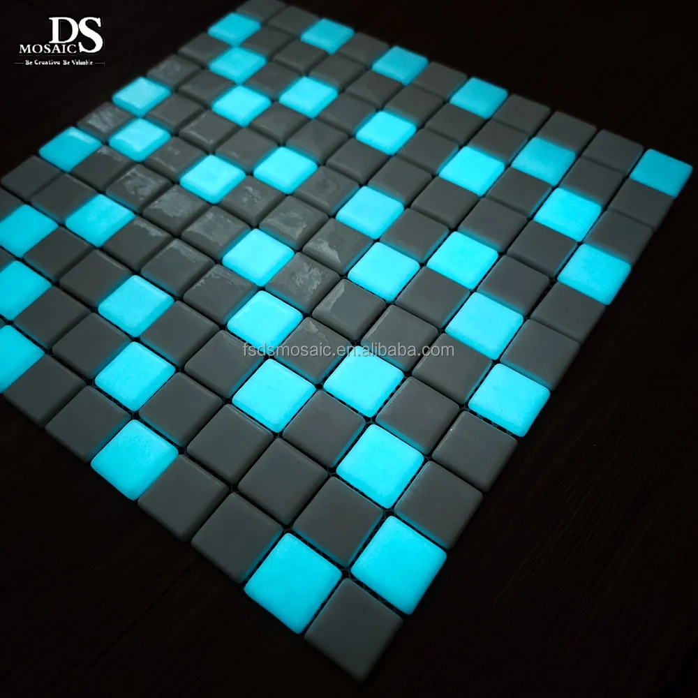Luminous Blue Glass Tiles - Modern Pool Flooring Solutions
