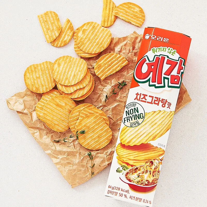 Korean Orion Potato Chips 64g Charcoal Grilled Wavy Potato Chips Non ...