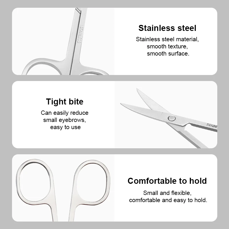 Black Curved & Rounded Blunt Tip Eyebrow Eyelashes Nail Cuticle ...