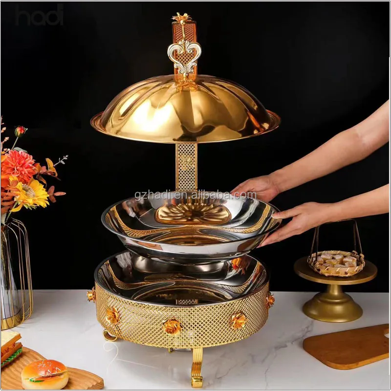Hotel White and Gold Chaffing Dishes for Catering Buffets