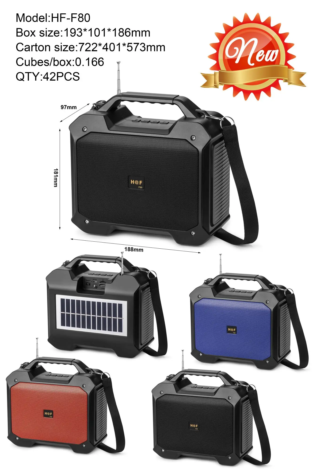 Big Size Subwoofer Speakers Portable Solar Powered Wireless Speaker ...