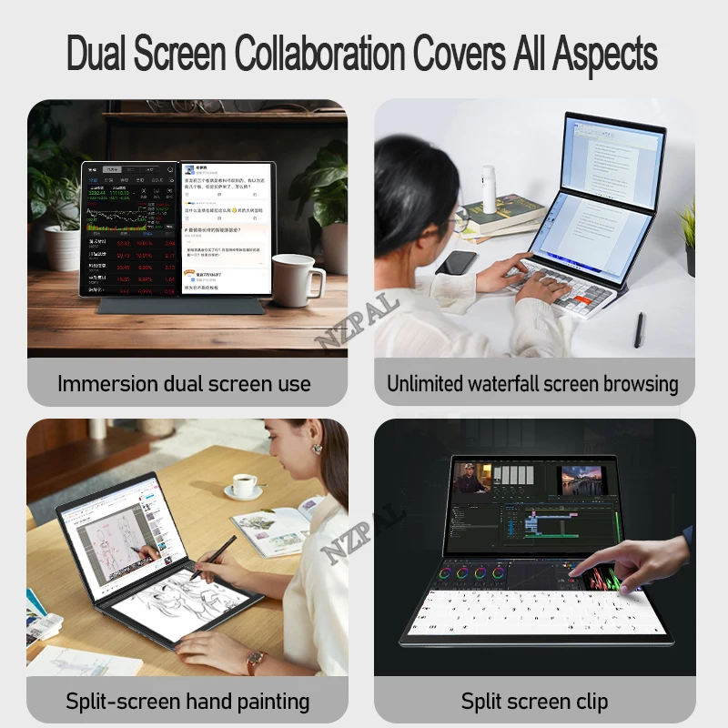 OEM Double Touch Screen Laptop 13.5 Inch 2 in 1 Intel N100 16G DDR5 ...