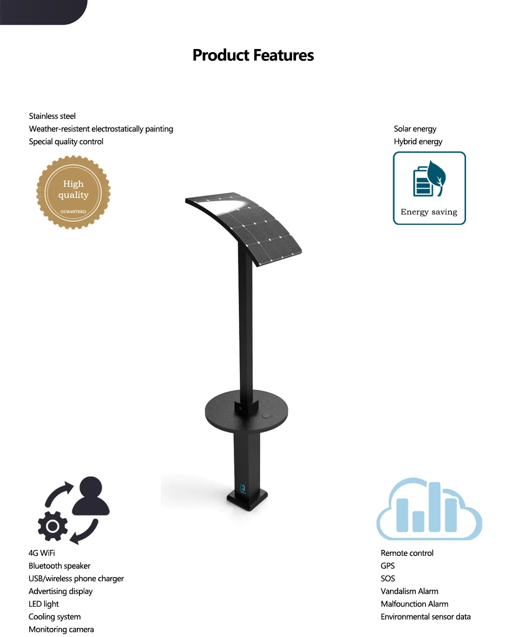 Hot Sale Outdoor Smart Solar Powered Mobile Cell Phone Charging Pole ...