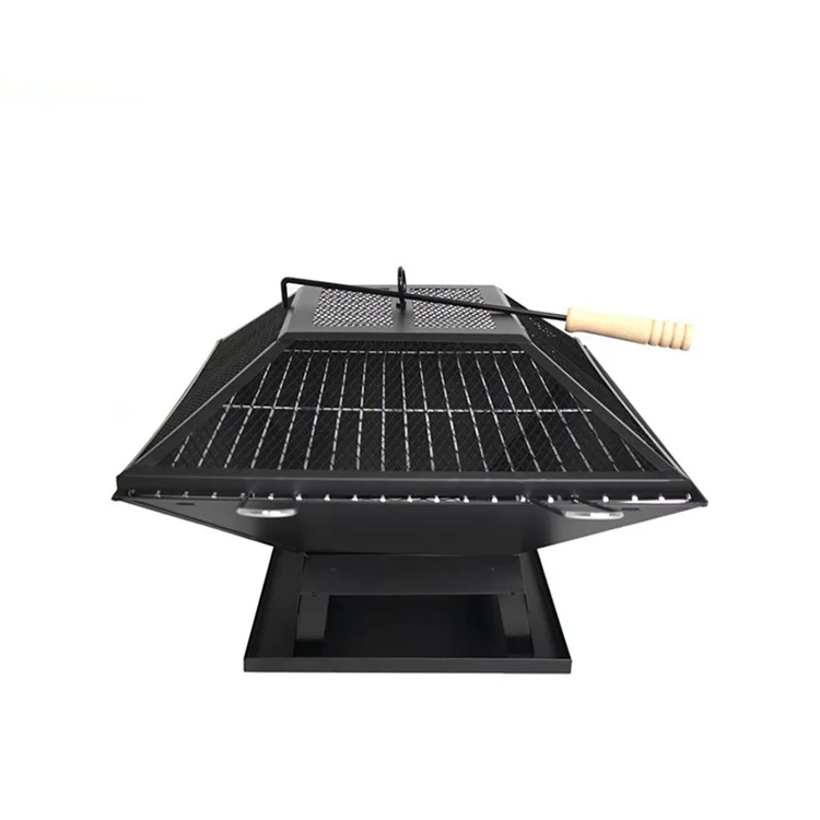 Square Fire Pit Patio Garden Backyard Stove Wood Burning Barbecue Grill ...
