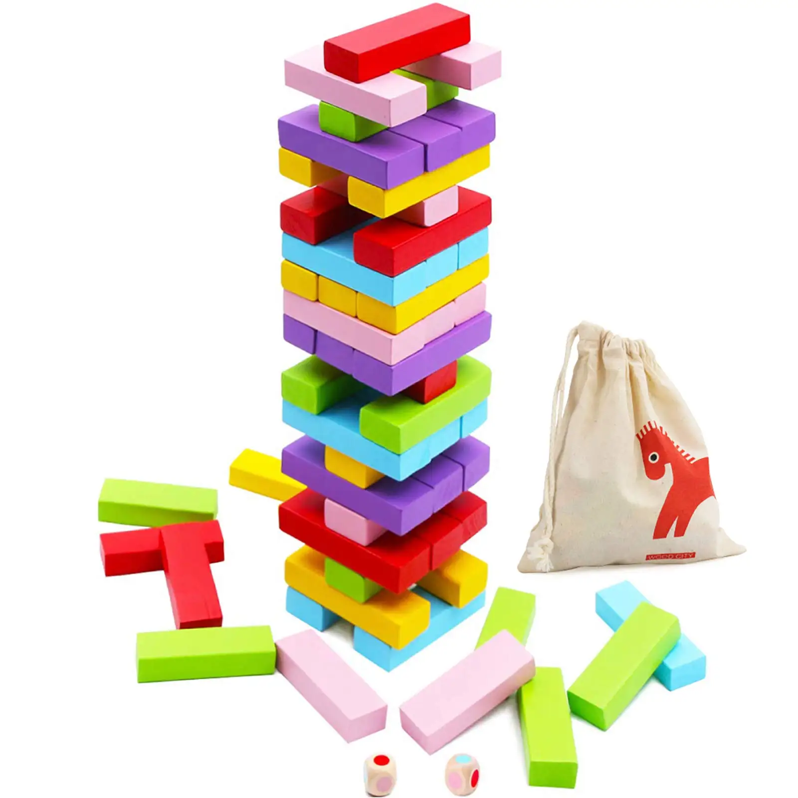 Custom Rainbow Wooden Stacking Building Blocks - Educational Toy