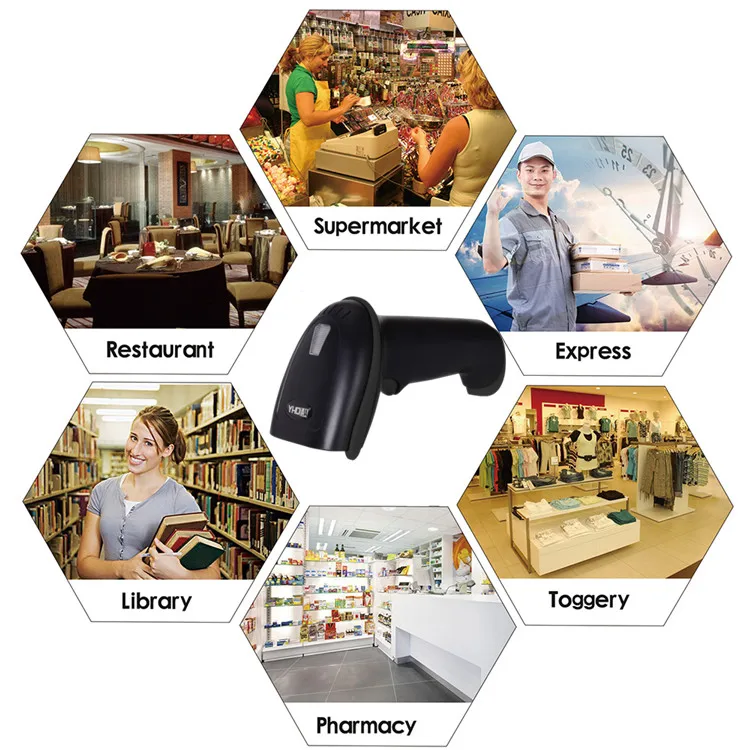 YHD-5700 Series Wired/Wireless Barcode Scanner - 1D, 2D, QR Code Reader ...