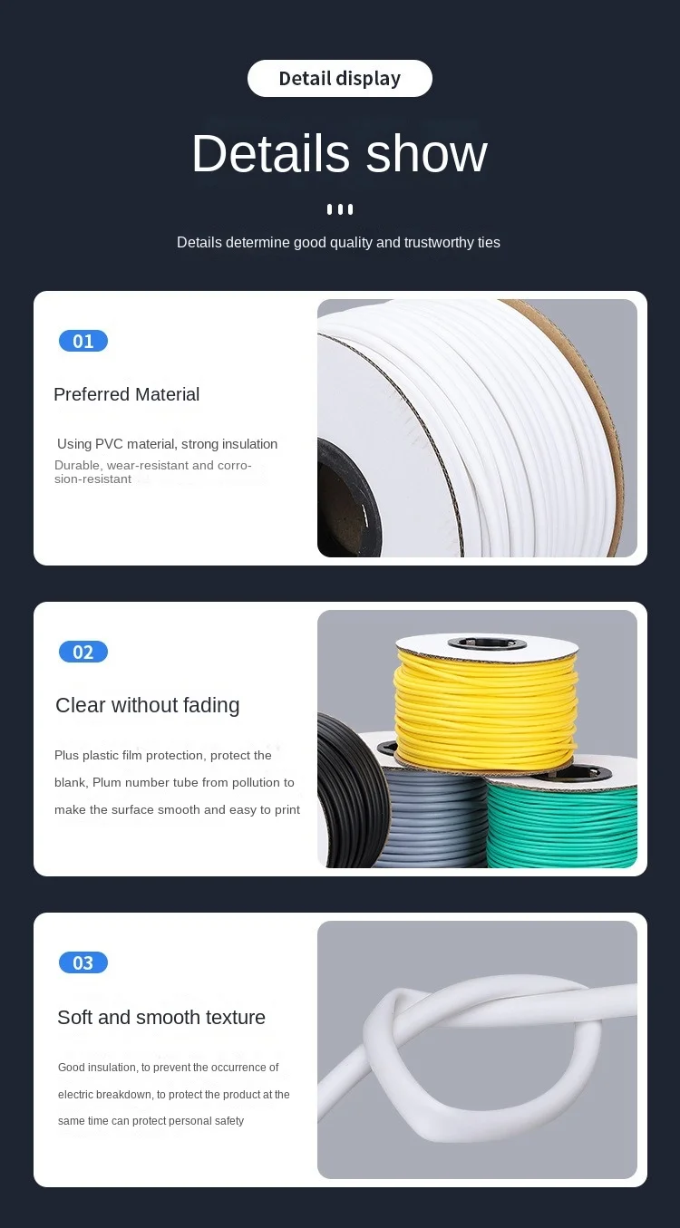 High Quality PVC Wire Marking Label Tube Soft White Clip on Cable ...