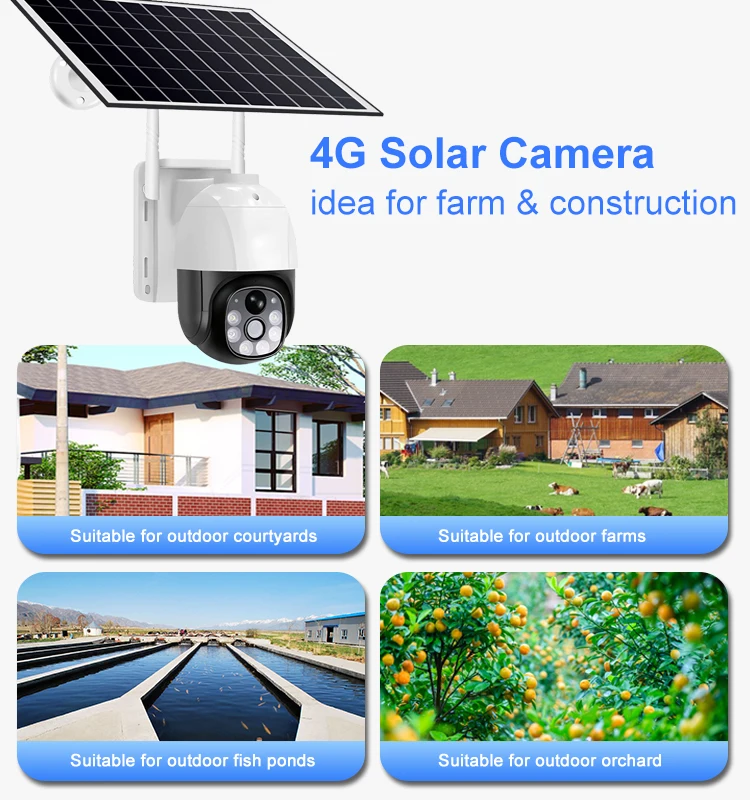 V380 Wireless Outdoor Solar Powered PTZ Camera 3MP LTE SIM Card Battery ...