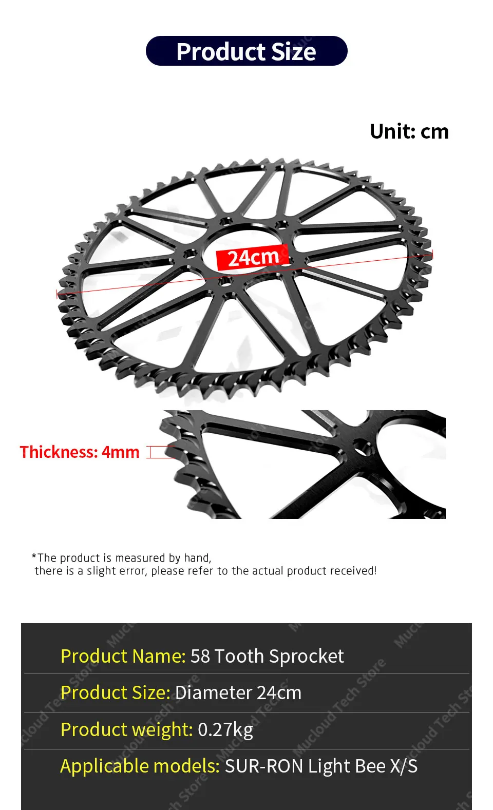 For Sur-ron Light Bee X Special 58 Tooth Plate 58t Large Sprocket Wheel ...