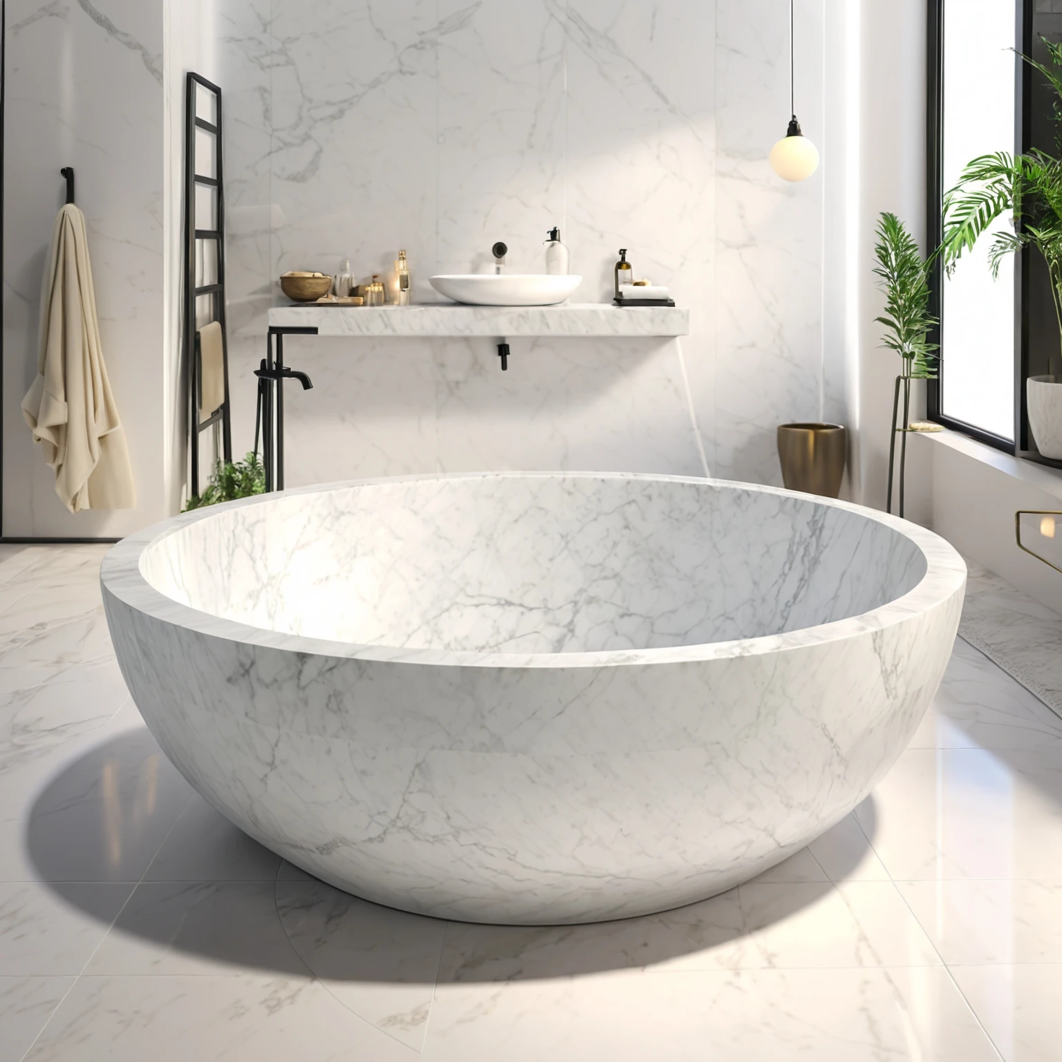 SH Stone Luxury Custom-made Arabescato Marble Modern Oval Bathtub ...