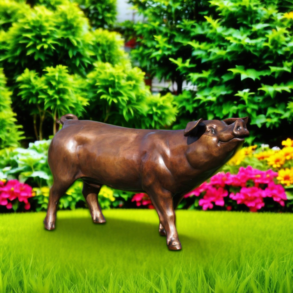 Life Size Brass Pig Bronze Sculpture for Outdoor Decor