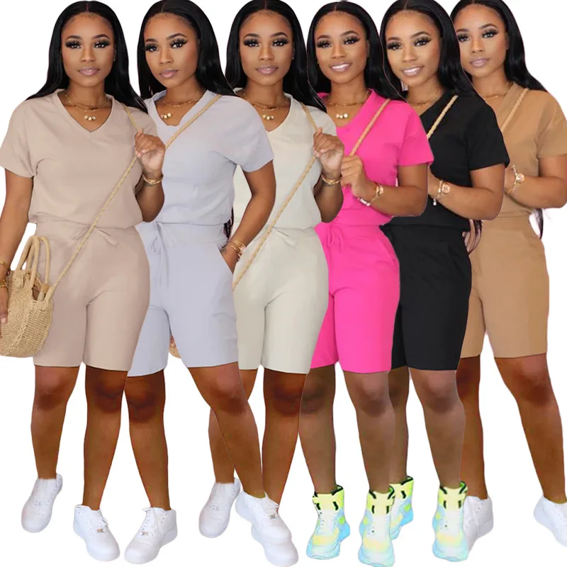 Custom Logo Short Sets For Women 2023 2 Pcs Set Womens Clothing Two ...