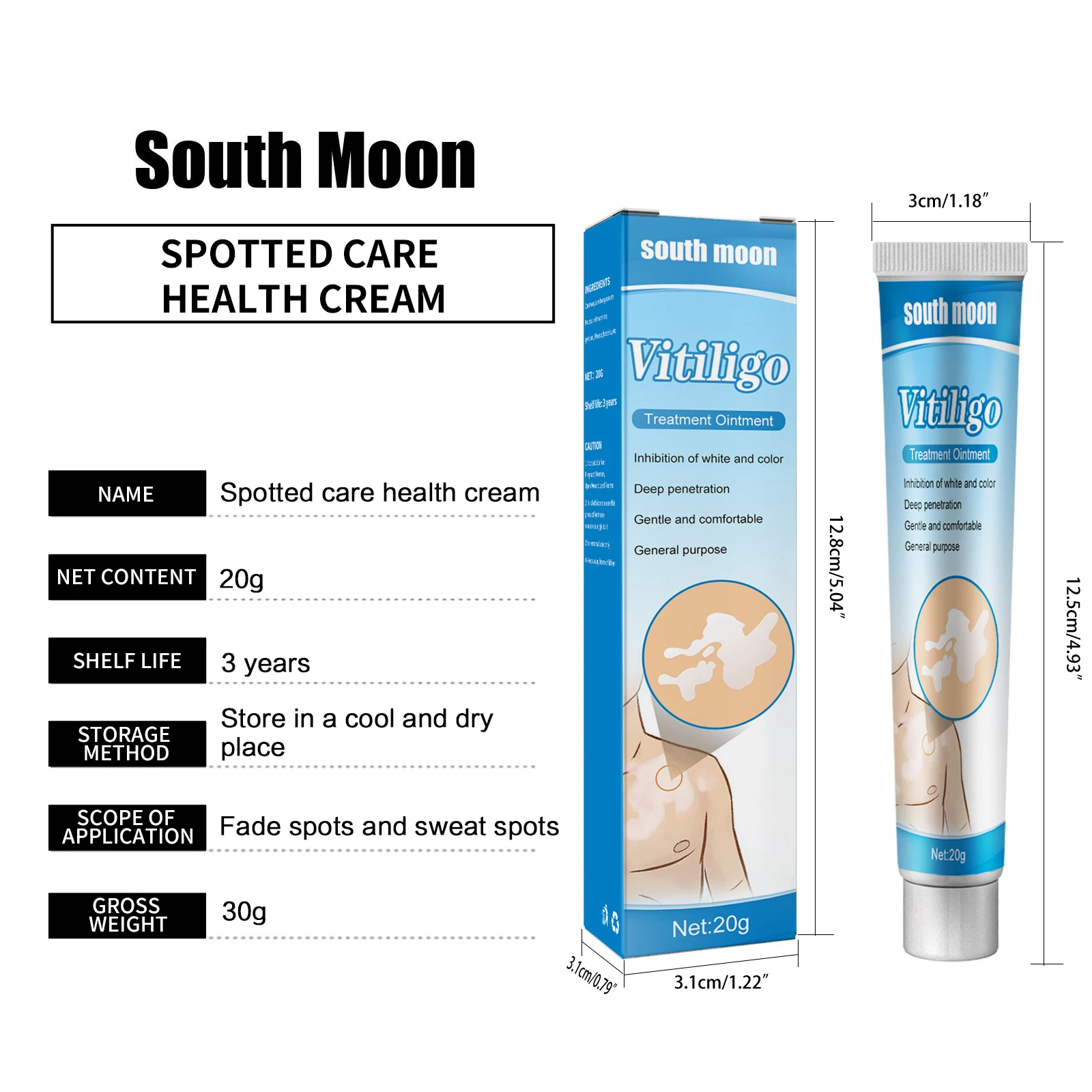 South Moon Vitiligo Treatment Ointment Antibacterial Remove White Spot ...