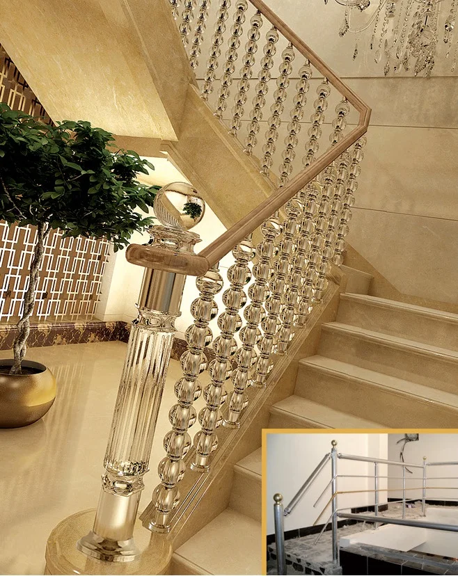 Taka Indoor Acrylic Crystal Stair Railing Crystal Glass Railing Post ...