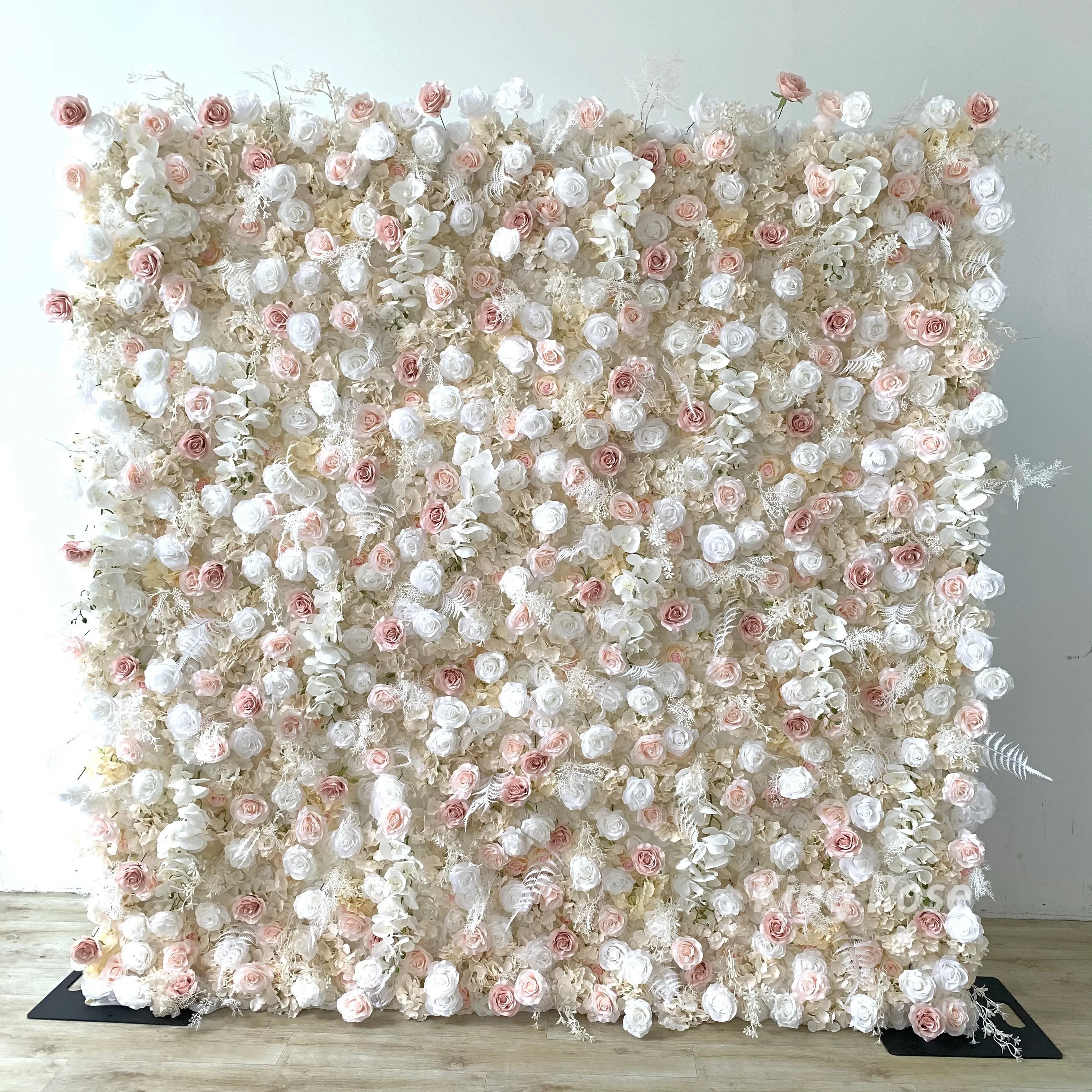 Wholesale Artificial Silk Rose Flower Wall Fabric Flower Wall Roll up ...