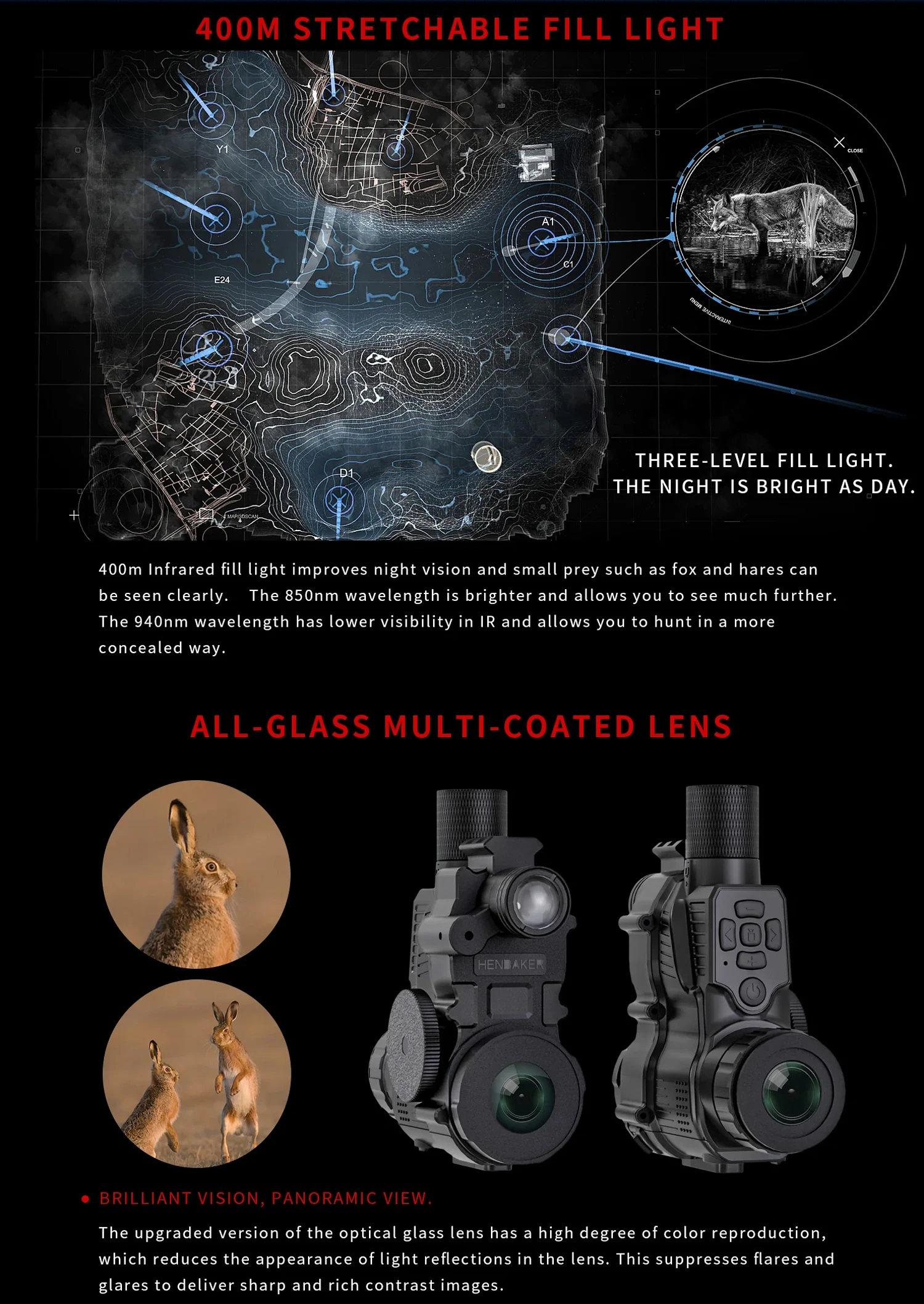 HENBAKER NV700S Magnification 4x-14x Optics Night Vision Tactical ...