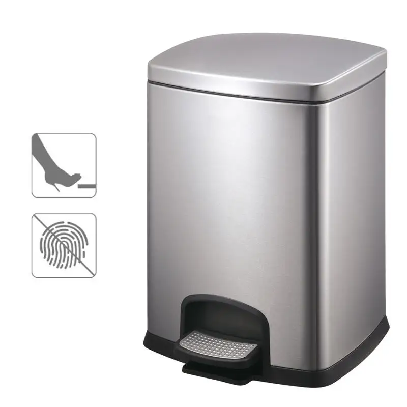 12 Liter Stainless Steel Foot Pedal Trash Can for Home