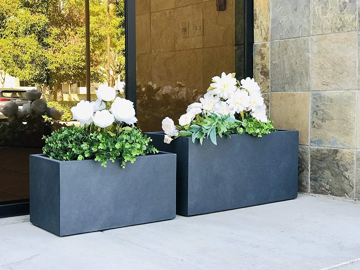 Cement Garden Planter Fiberglass Plants Pot - Modern Design