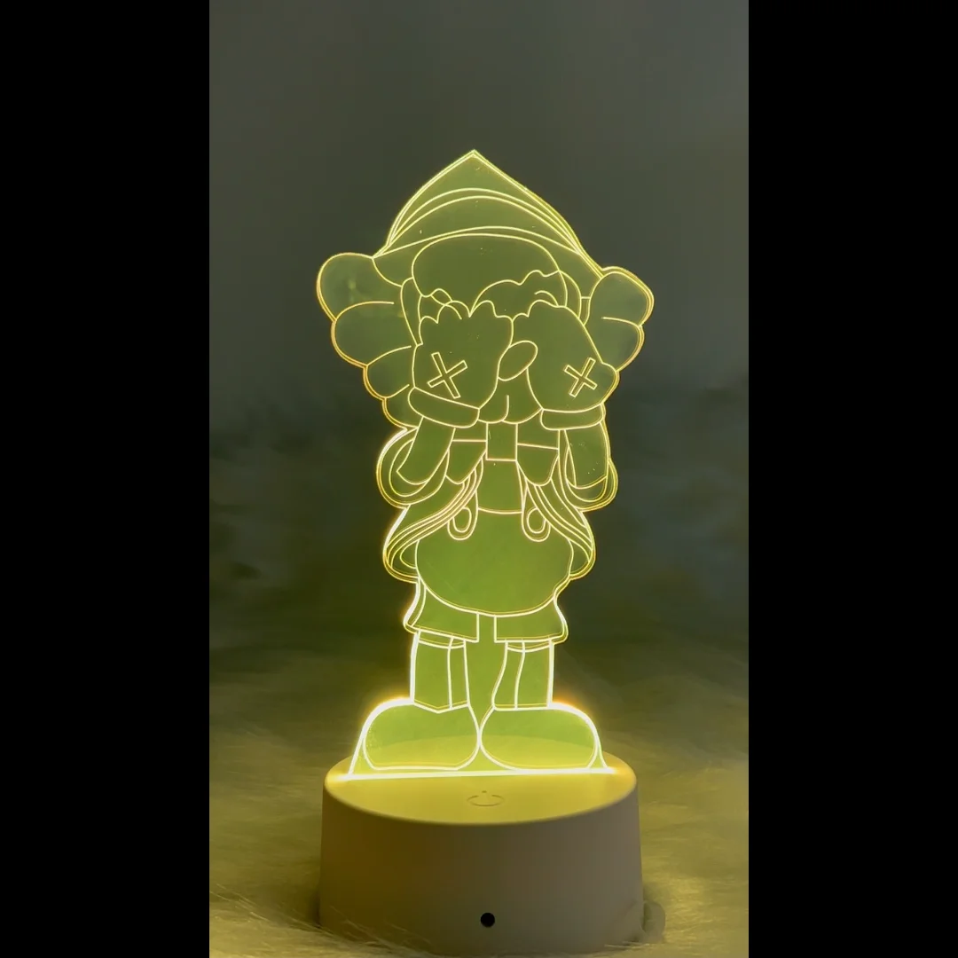 Best Selling 3d Illusion Small Animal Night Light Kaws 3d Acrylic Lamp ...