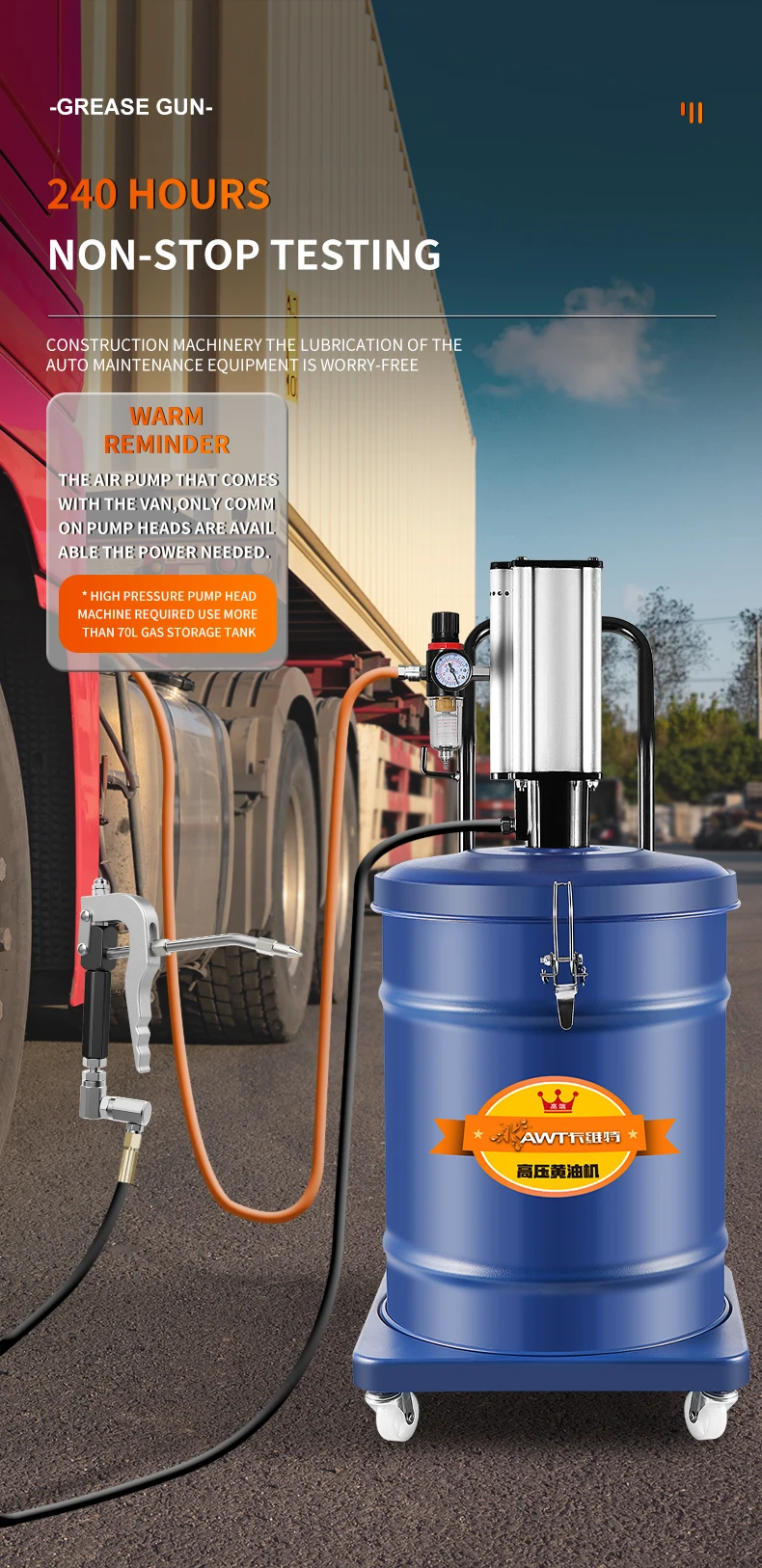 Factory Outlet Pneumatic Grease Gun 12L Pneumatic Lubricator Pump High ...