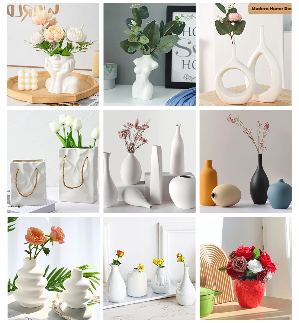 3pcs Vases Set Coffee Table Decor Flower Vases Modern Ceramic Vases For ...