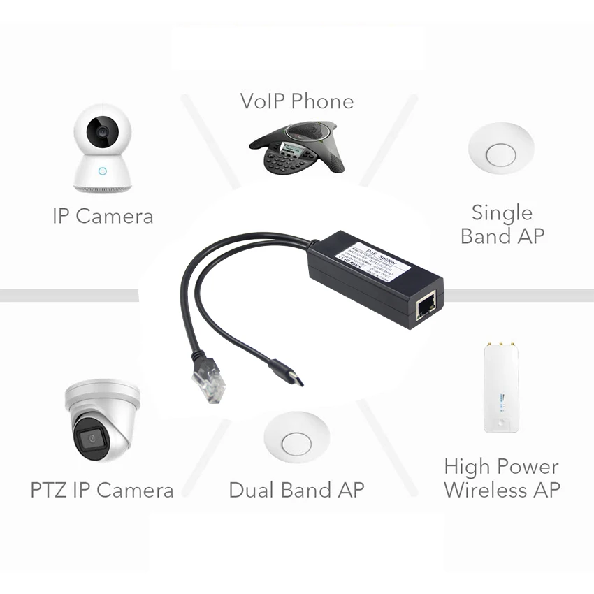 48v To 5v 10/100m Poe Splitter Ieee802.3af/at Standard 48v Power Over ...