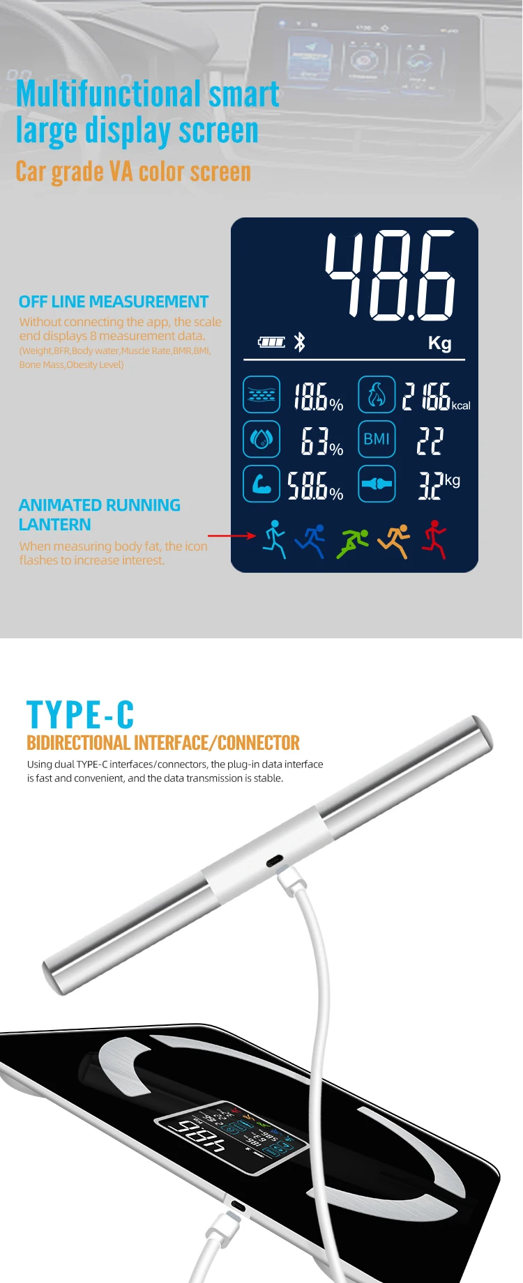 Multi Electrode Bluetooth Body Fat Scale Ios Android Customized ...