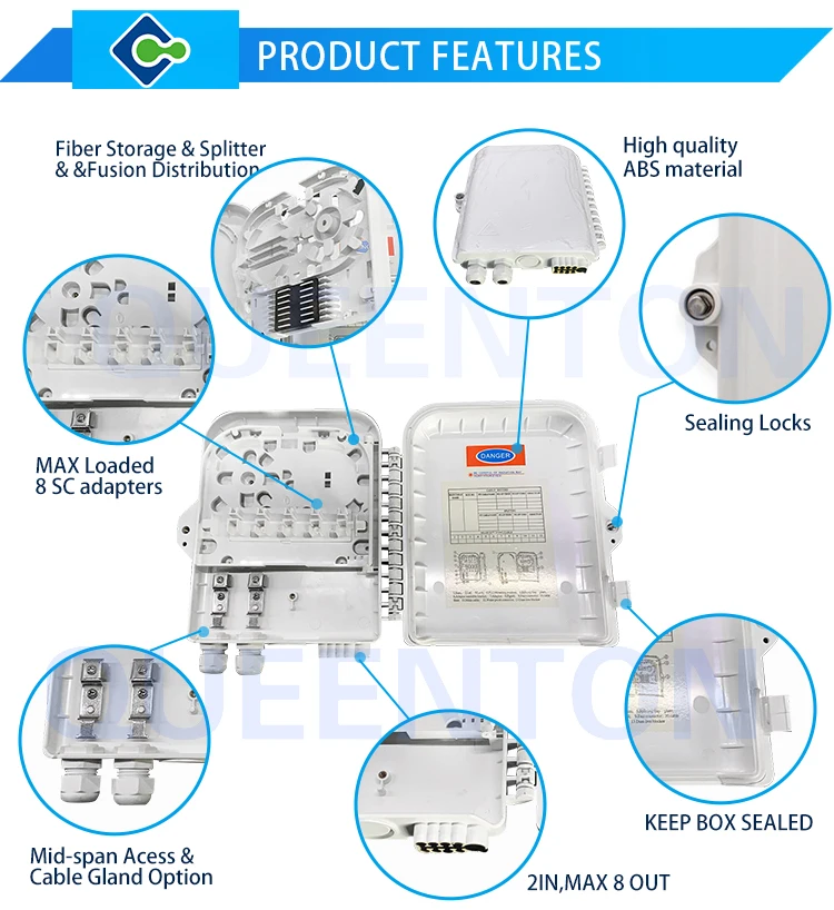 Waterproof 8 Port Nap Box Ftth Fiber 1*8core Abs Ip65 Fdb Cajas Nap 1*8 ...