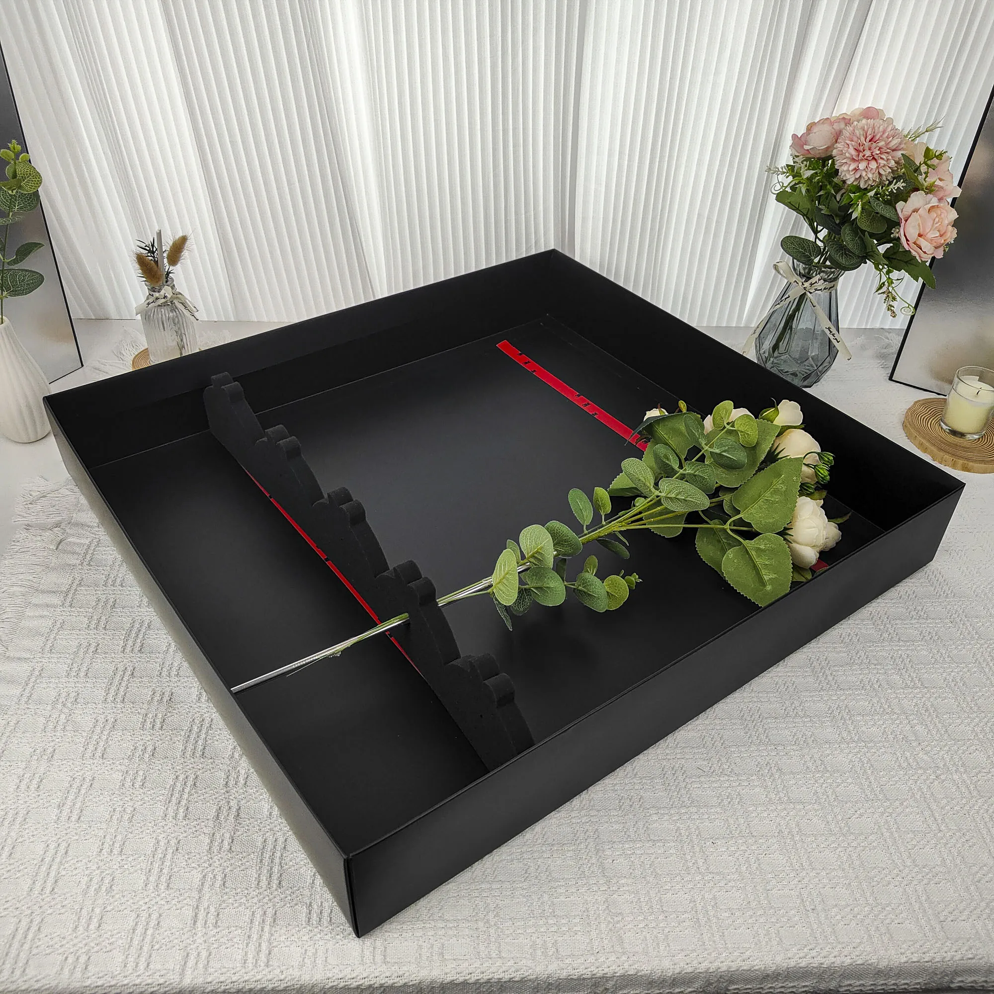 Decorative Preserved Artificial Flower Roses Rectangle Box with Clear ...