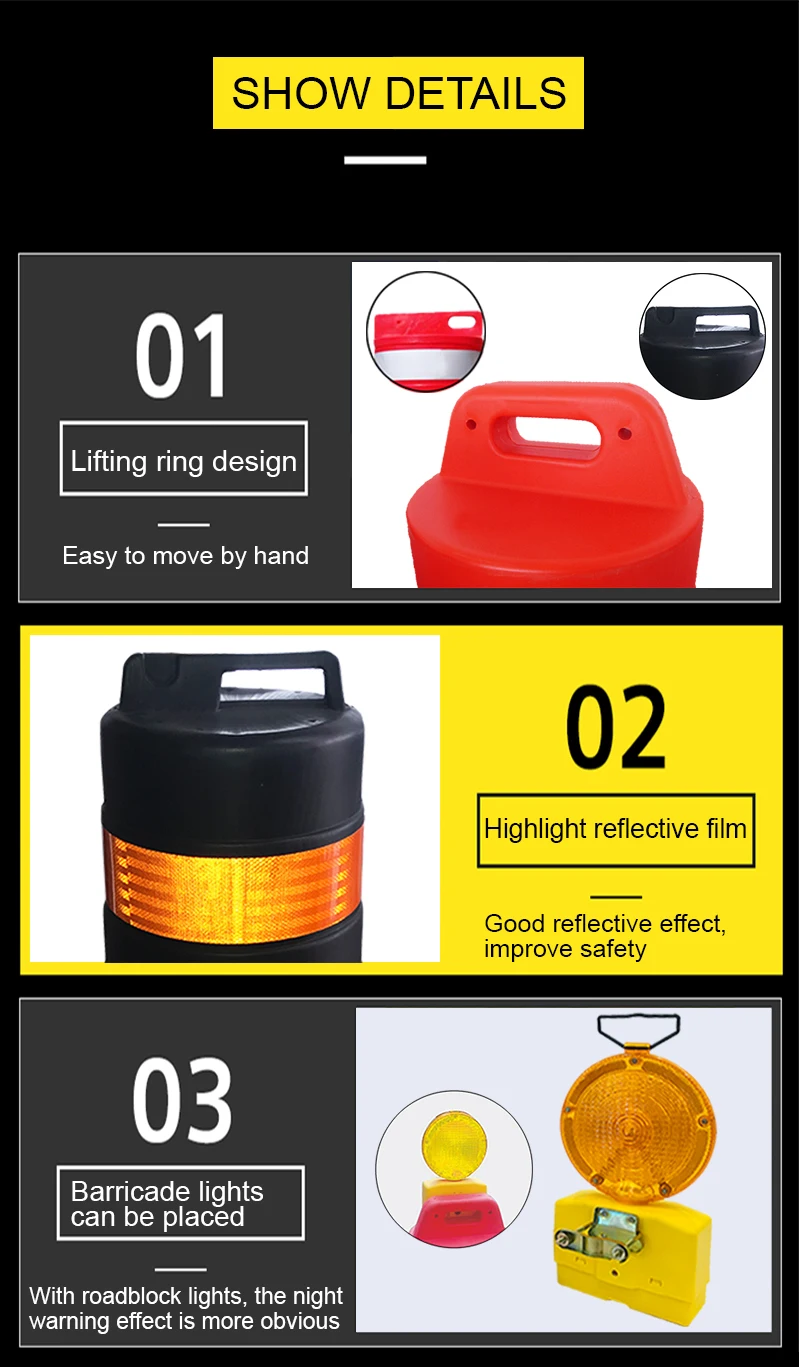 Plastic Mushroom Barrel Convenient Mobile Barricade Reflective ...