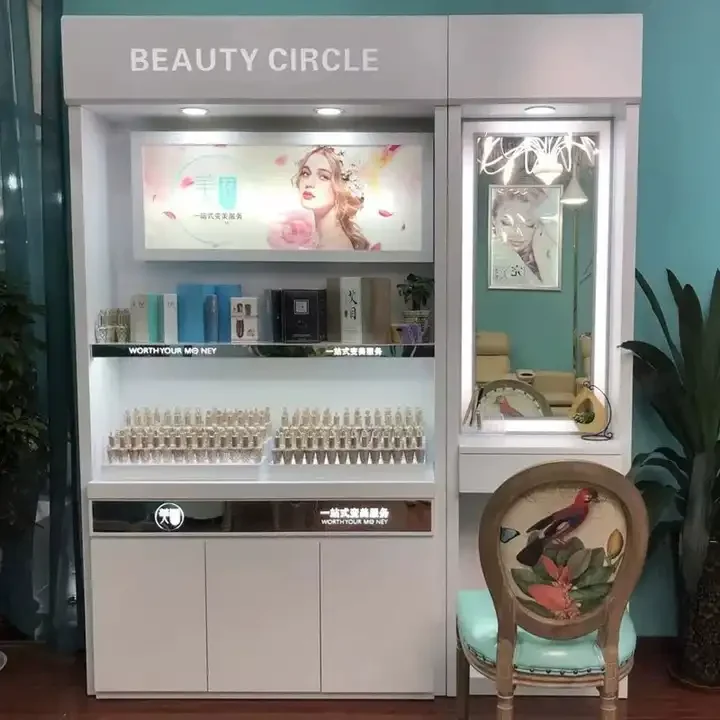 Hot Sale Acrylic Cosmetic Wall Cabinet With Lights Makeup Display ...