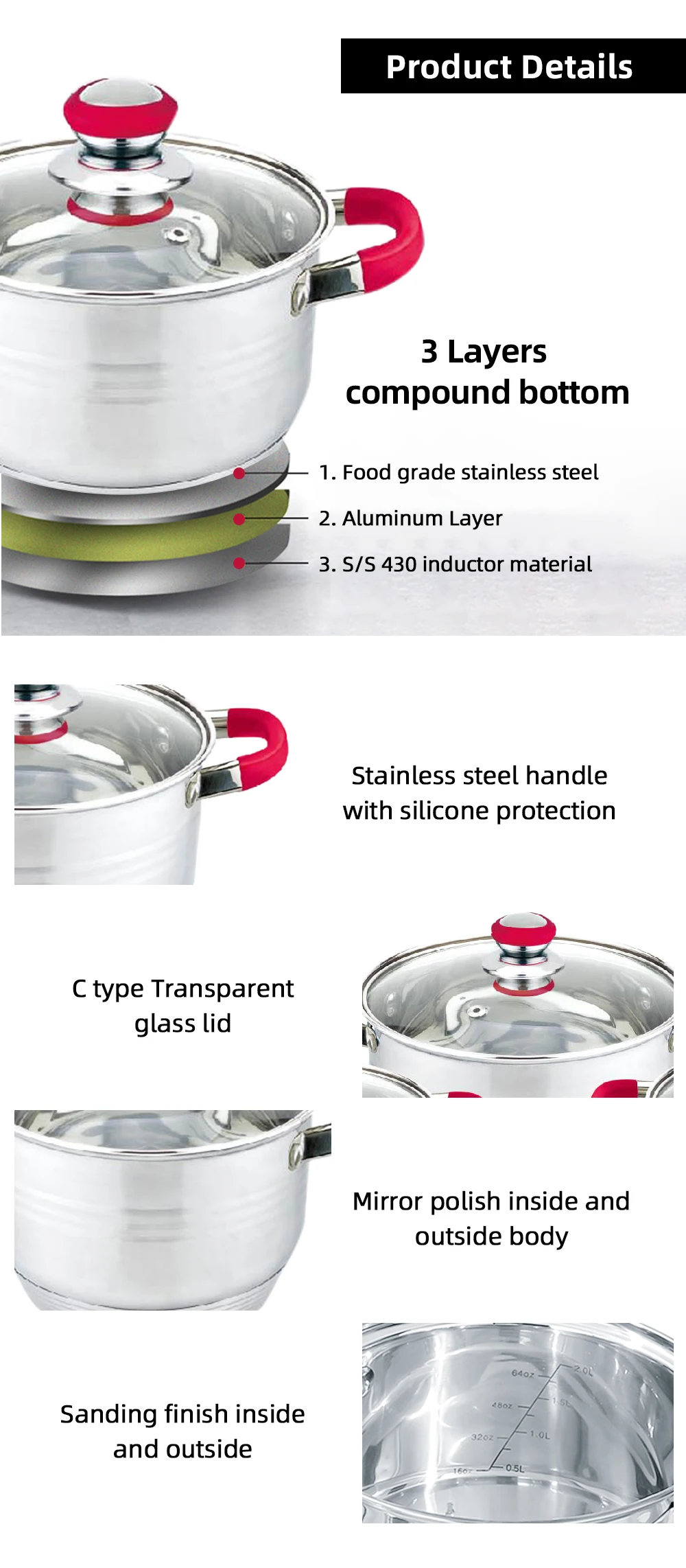Luxury German Style Stainless Steel Kitchen Ware Non Stick Cookware Set ...