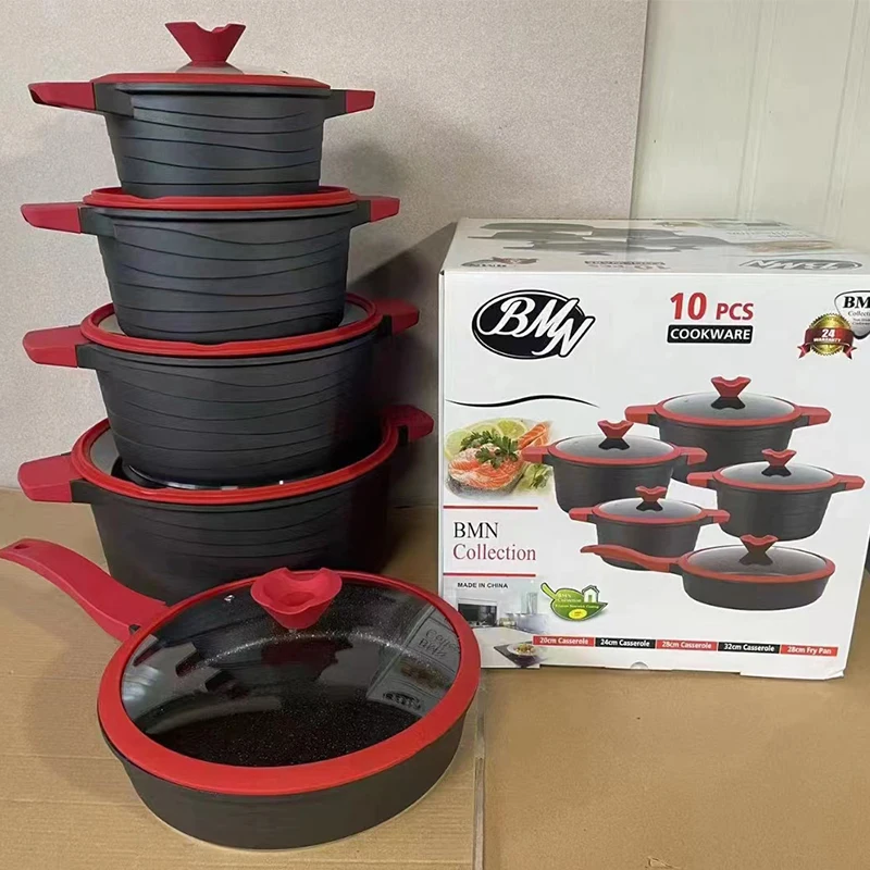 New Design Forged Aluminum Cookware Set With Removable Handle Silicone ...