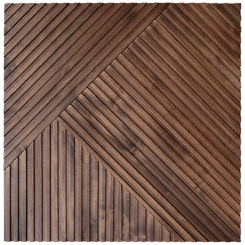 Modern Black Log Vertical Wood bar Grid Solid Wood Wall Panel Mosaic TV ...